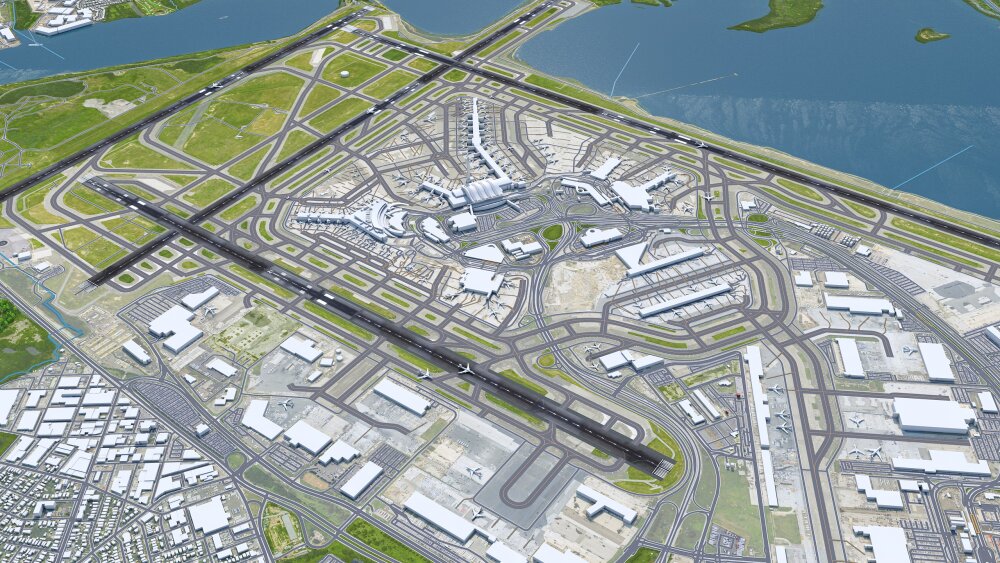 John F Kennedy International Airport 12km 3D model - Download ...