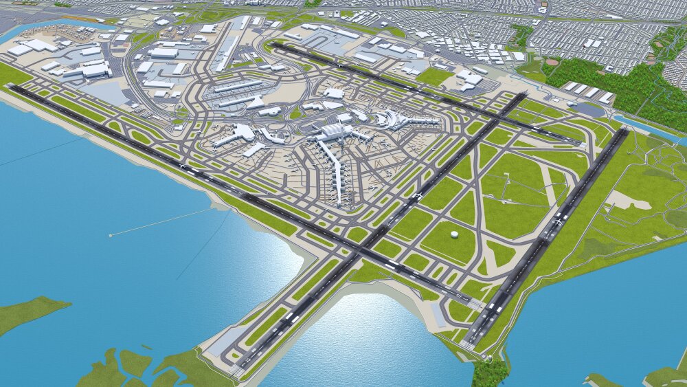 John F Kennedy International Airport 12km 3D model - Download ...