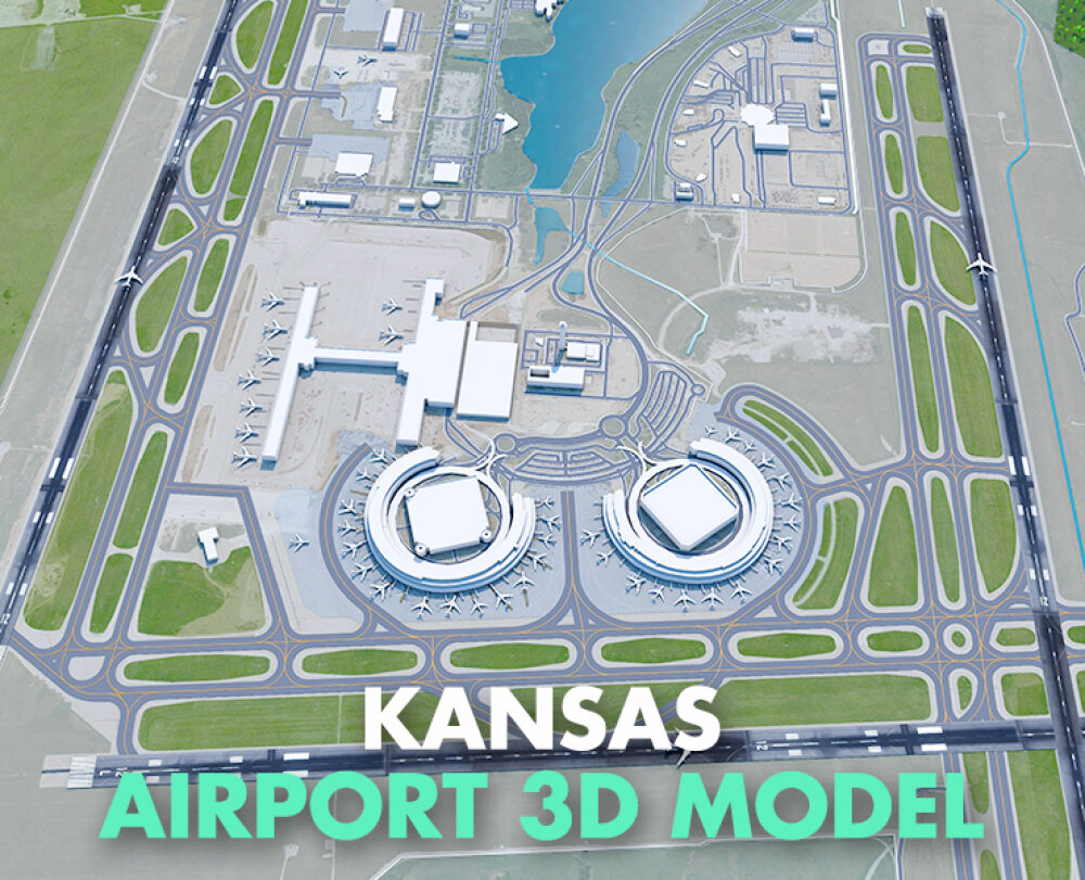 Kansas City Airport 12km 3D model - Download Infrastructure Buildings ...