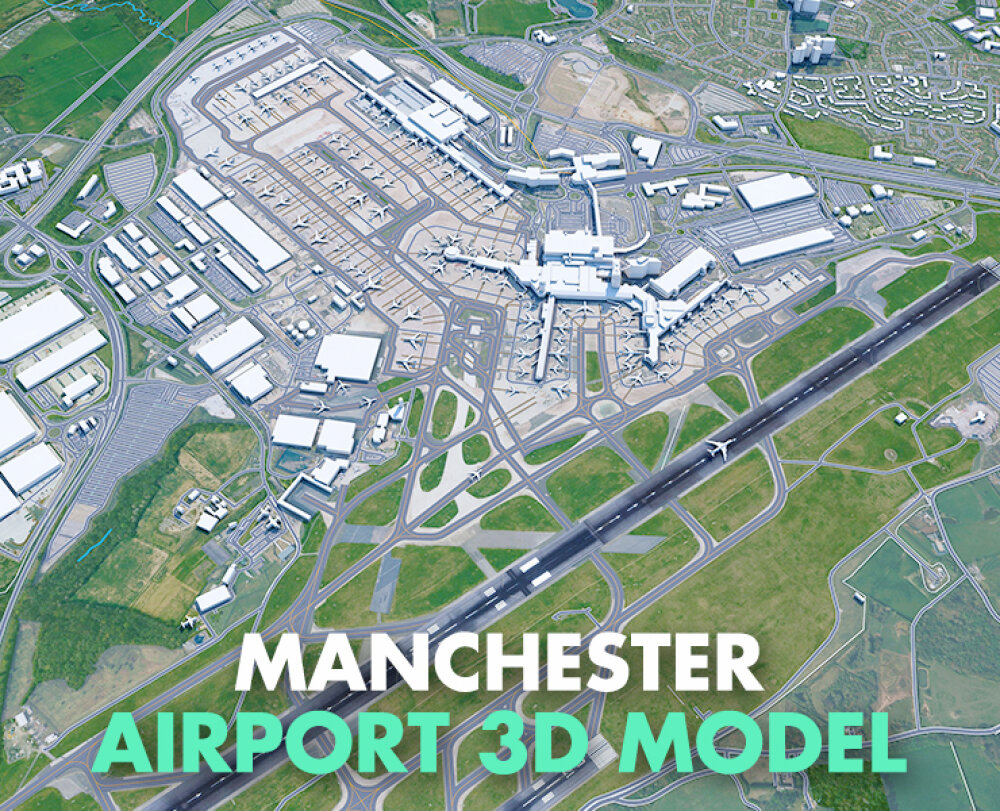 Manchester Airport Uk 10km 3D model - Download Infrastructure Buildings ...