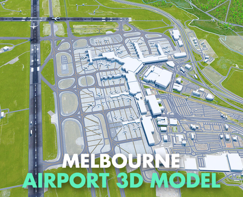 Melbourne Airport 15km 3D model - Download Infrastructure Buildings on ...