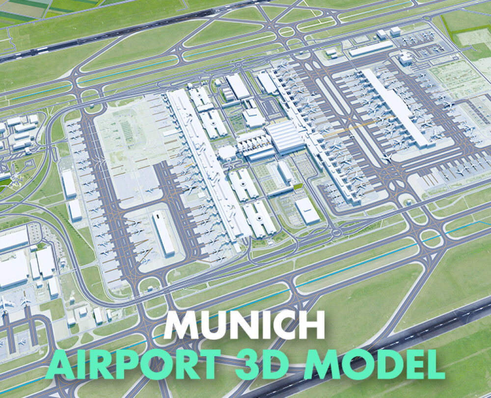 Munich Airport 15km 3D model - Download Infrastructure Buildings on ...