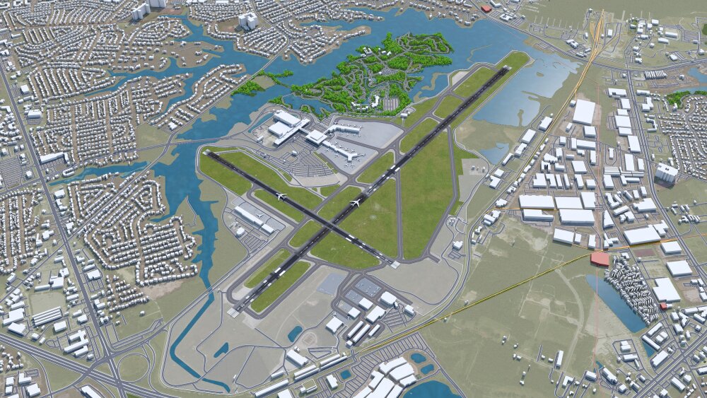 Norfolk International Airport 10km 3D model - Download Infrastructure ...