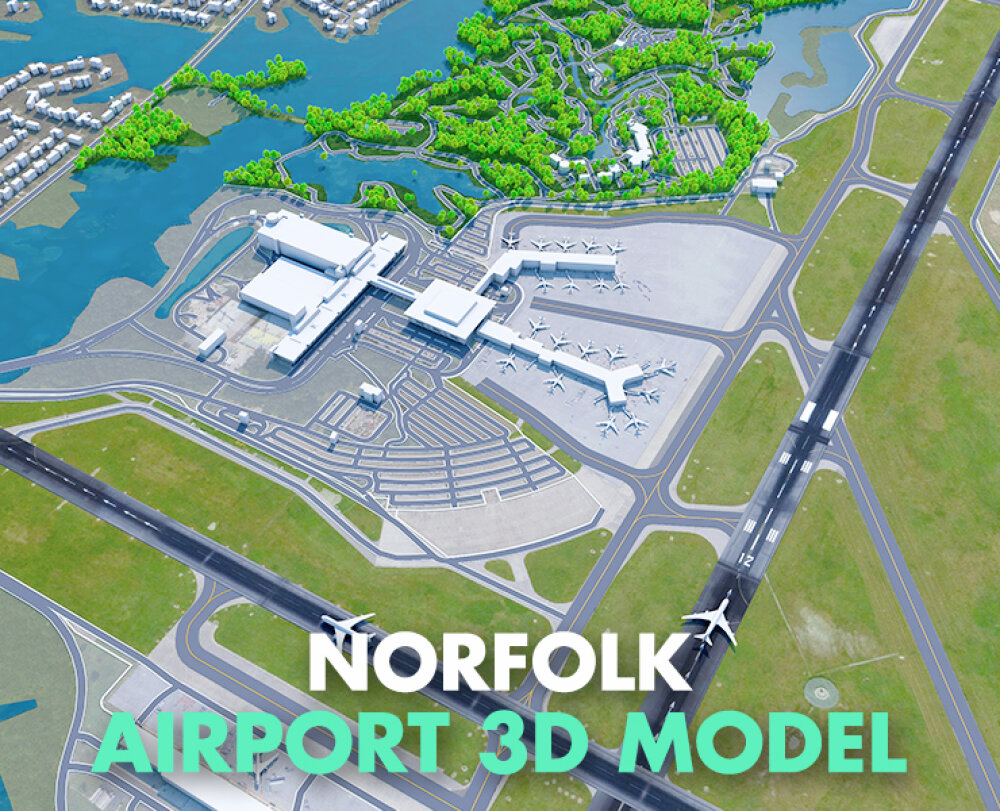 Norfolk International Airport 10km 3D model - Download Infrastructure ...