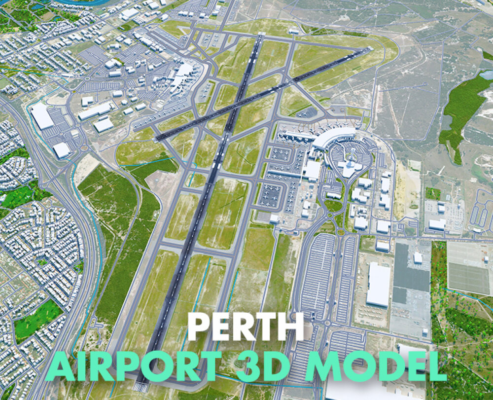 Perth Airport 10km 3D model - Download Infrastructure Buildings on ...