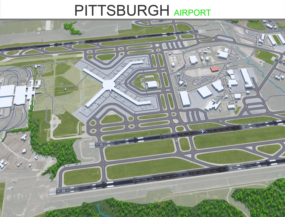 Aeropuerto de Pittsburgh desde 12km Modelo 3D - Descargar ...