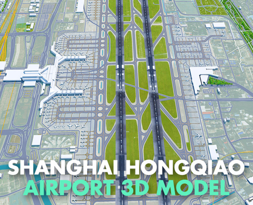Shanghai Hongqiao International Airport 12km 3D model - Download ...