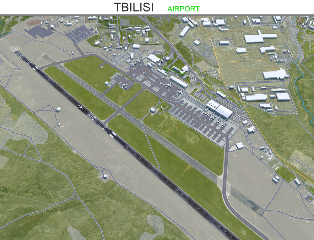 Tbilisi Airport 10km 3D model - Download Infrastructure Buildings on ...