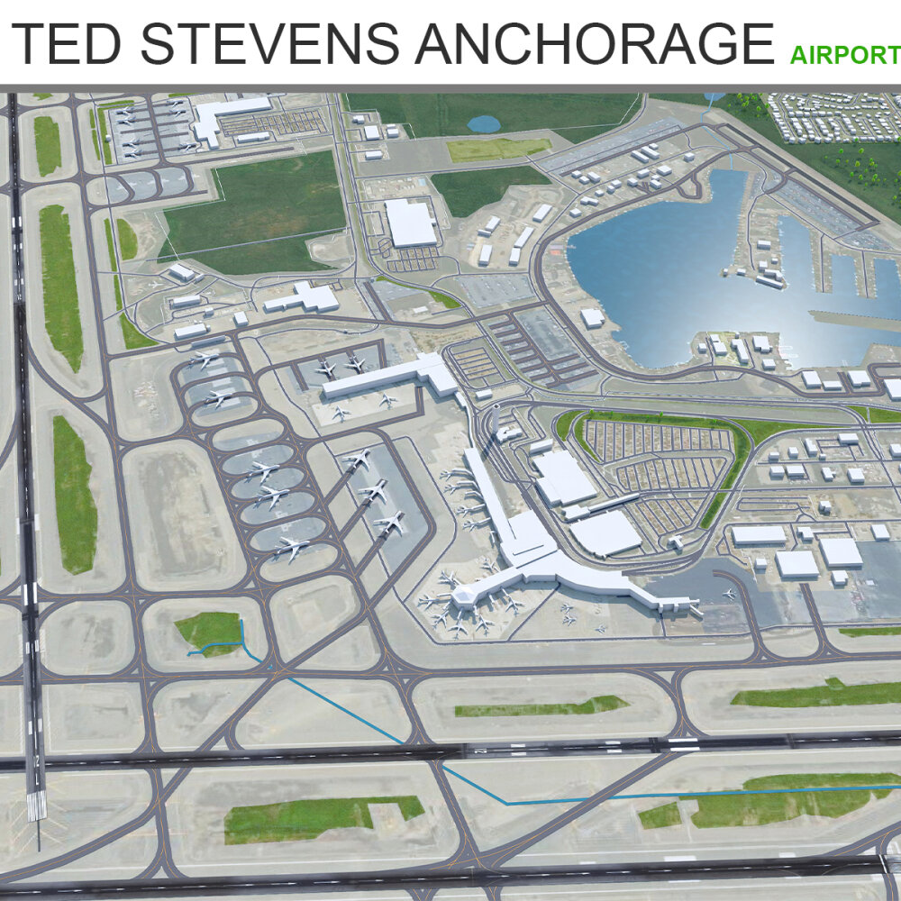 Ted Stevens Anchorage Airport 20km 3D model - Download Infrastructure ...