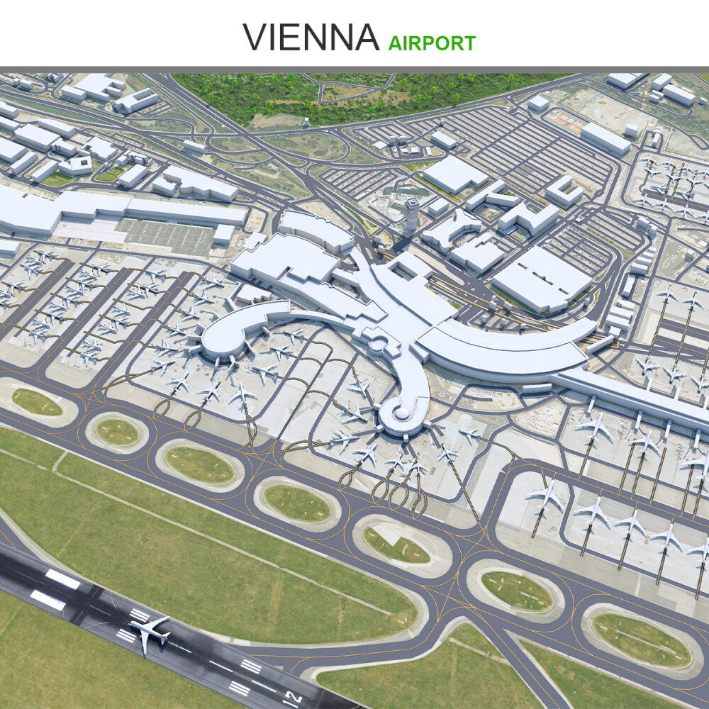 Vienna Airport 12km 3D model - Download Infrastructure Buildings on ...
