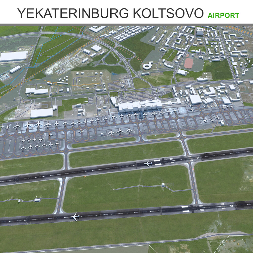 Yekaterinburg Koltsovo Airport 10km 3D model - Download Infrastructure ...