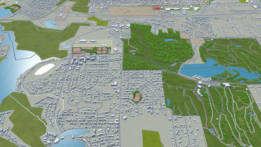 Akron Ohio Usa 25km Modelo 3D - Descargar Ciudad on 3DModels.org
