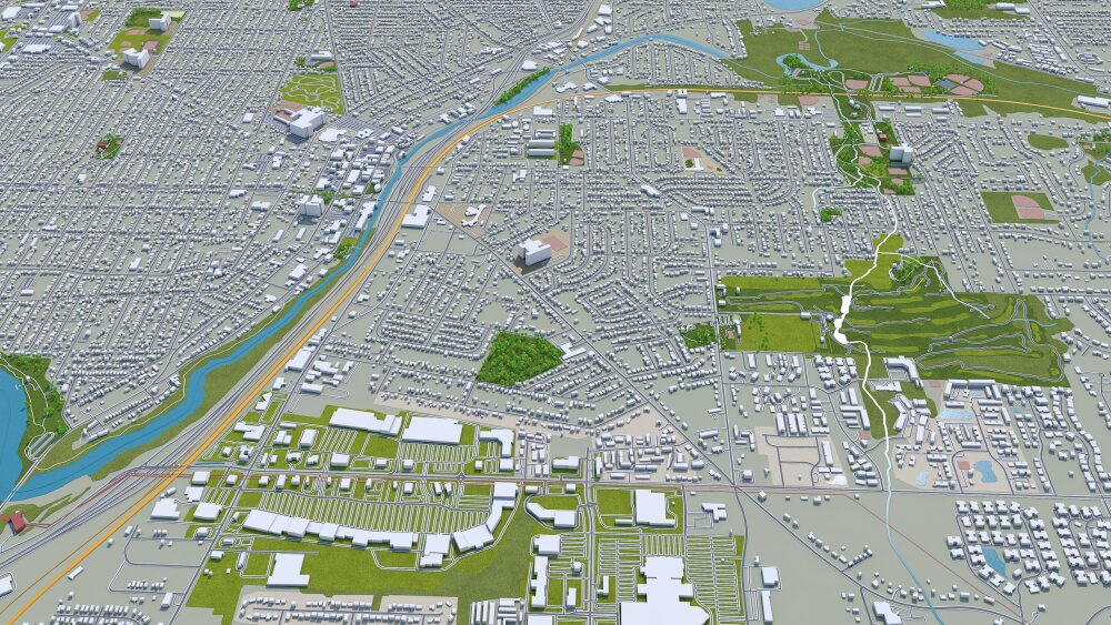Akron Ohio Usa 25km Modelo 3D - Descargar Ciudad on 3DModels.org