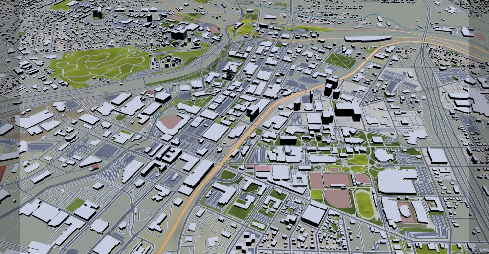 Akron Ohio Usa 25km Modelo 3D - Descargar Ciudad on 3DModels.org