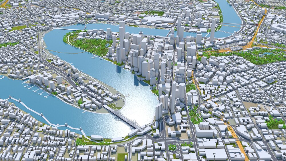 Brisbane City Australia 3D model - Download City on 3DModels.org