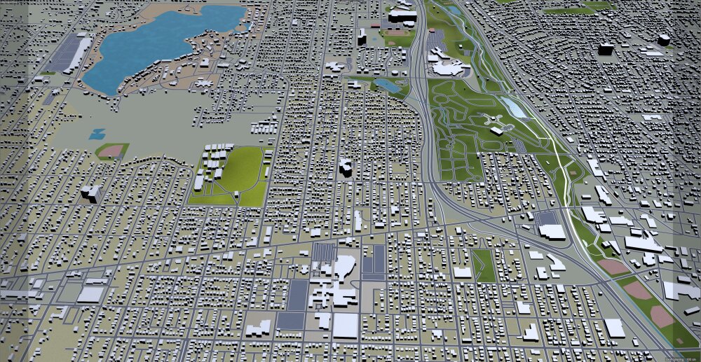 Canton Ohio Usa 30km 3D model - Download City on 3DModels.org
