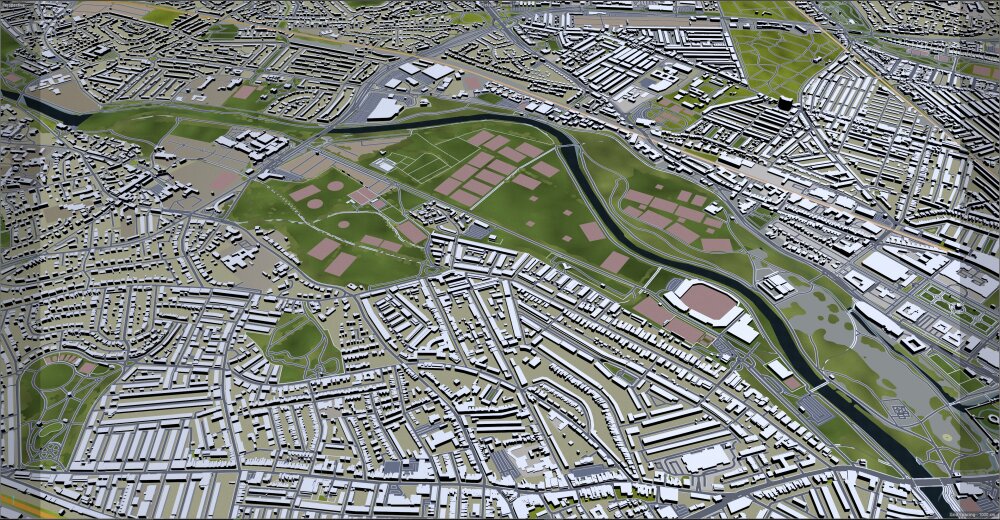 Cardiff Wales UK 30 km 3D model - Download City on 3DModels.org