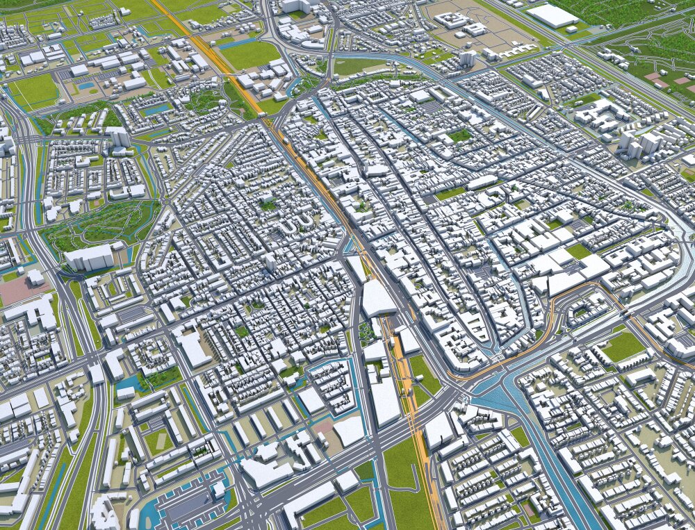 Delft Netherlands 15km 3D model - Download City on 3DModels.org