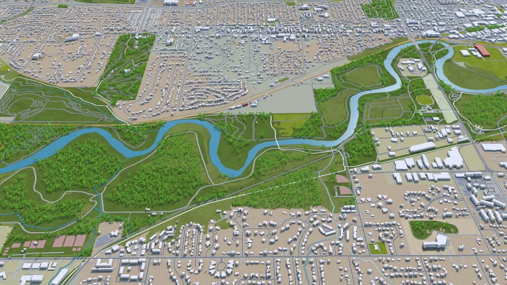 Des Moines Iowa Usa 40km 3D model - Download City on 3DModels.org