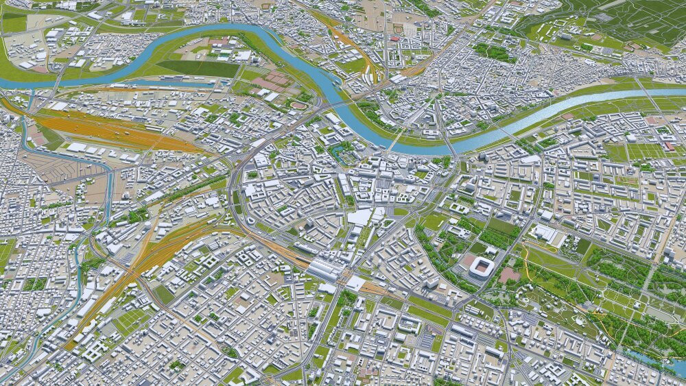 Dresden Germany 40Km 3D model - Download City on 3DModels.org