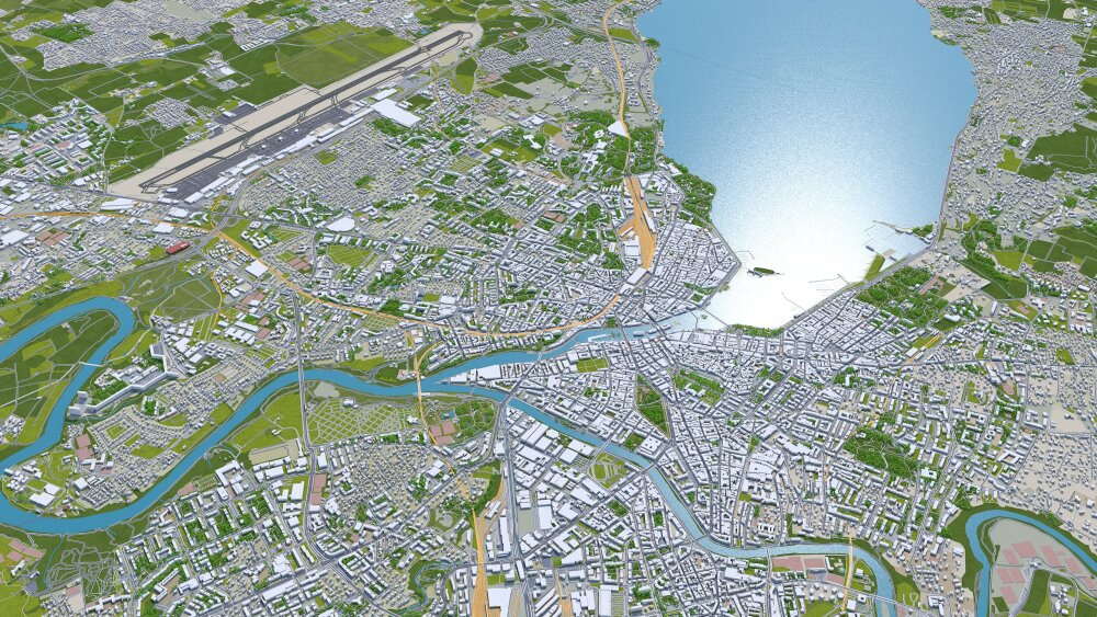 Geneva Switzerland 20km 3D model - Download City on 3DModels.org