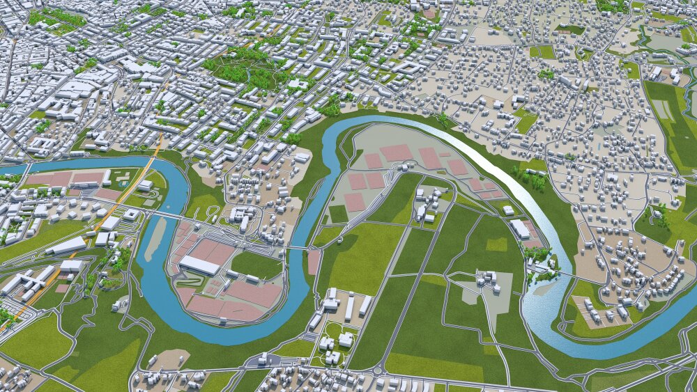Geneva Switzerland 20km 3D model - Download City on 3DModels.org