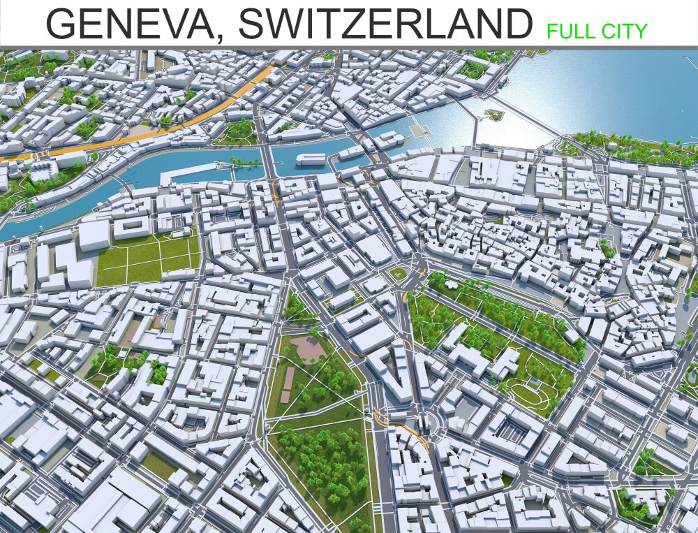 Geneva Switzerland 20km 3D model - Download City on 3DModels.org