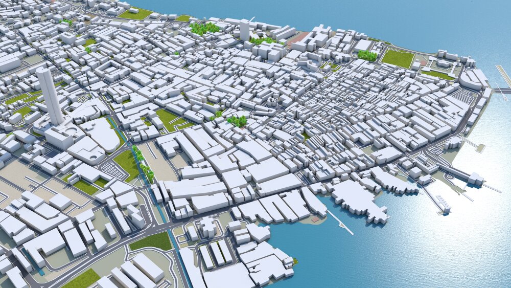 George Town Penang Island Malaysia 30km 3D model - Download City on ...