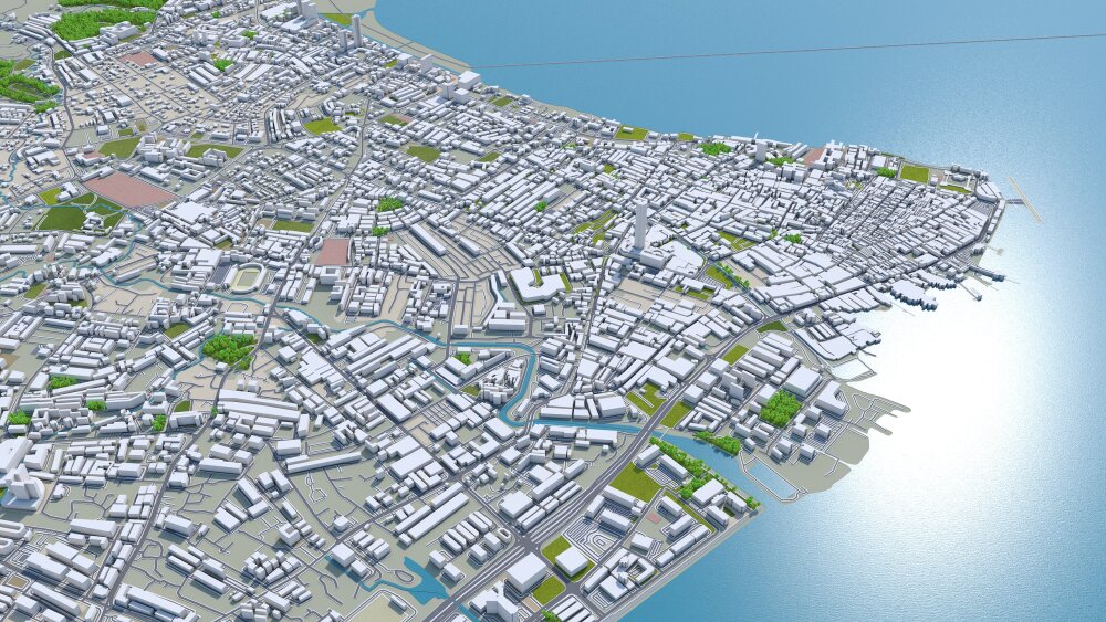 George Town Penang Island Malaysia 30km 3D model - Download City on ...