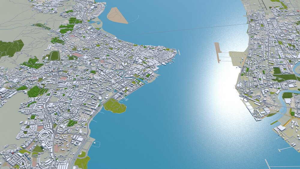 George Town Penang Island Malaysia 30km 3D model - Download City on ...