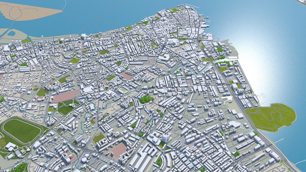 George Town Isla de Penang Malasia 30km Modelo 3D - Descargar Ciudad on ...