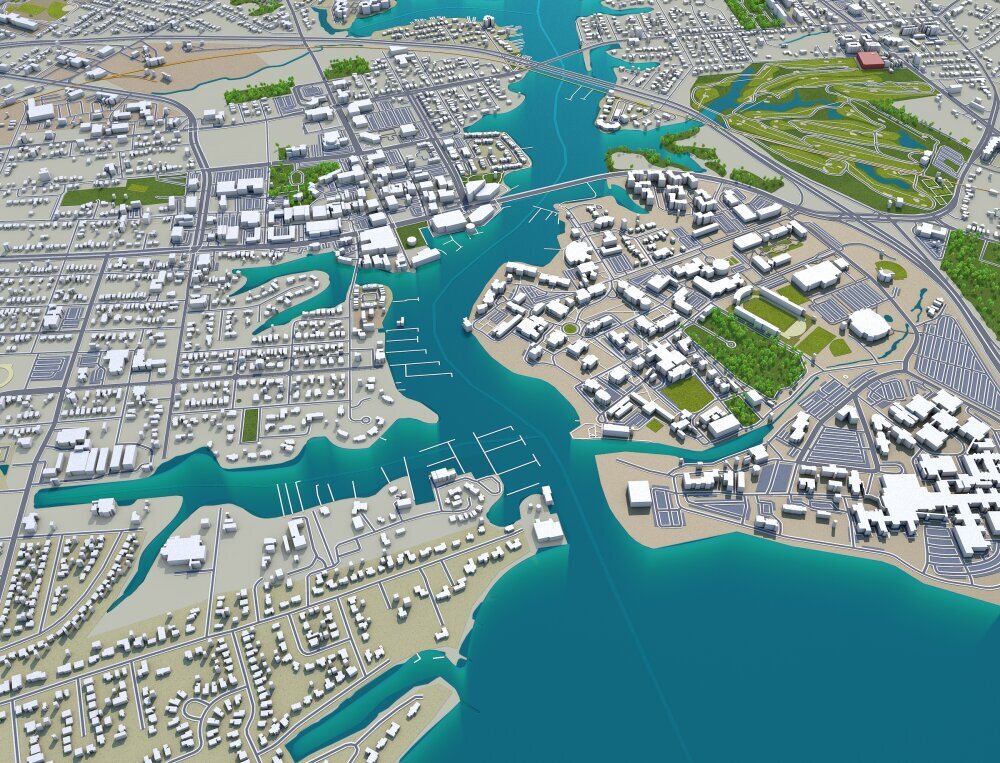 Hampton Virginia Usa 30km 3D model - Download City on 3DModels.org