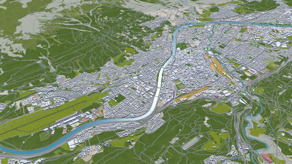 Innsbruck Austria 20km 3D model - Download City on 3DModels.org