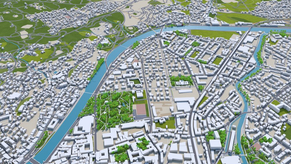 Innsbruck Austria 20km 3D model - Download City on 3DModels.org