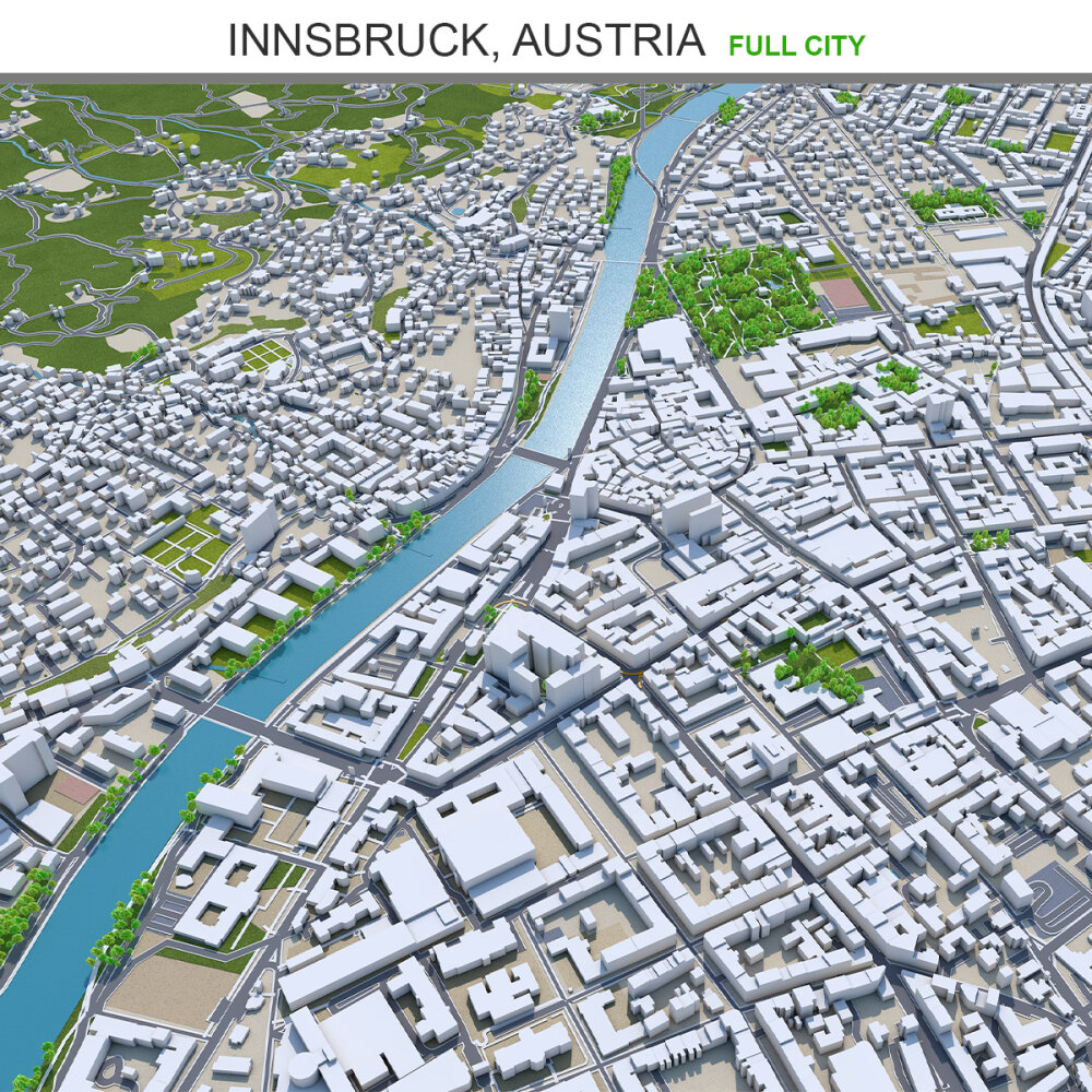 Innsbruck Austria 20km 3D model - Download City on 3DModels.org