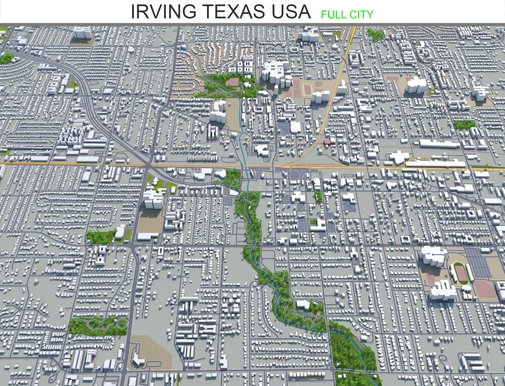 Irving Texas Usa 30km 3D model - Download City on 3DModels.org