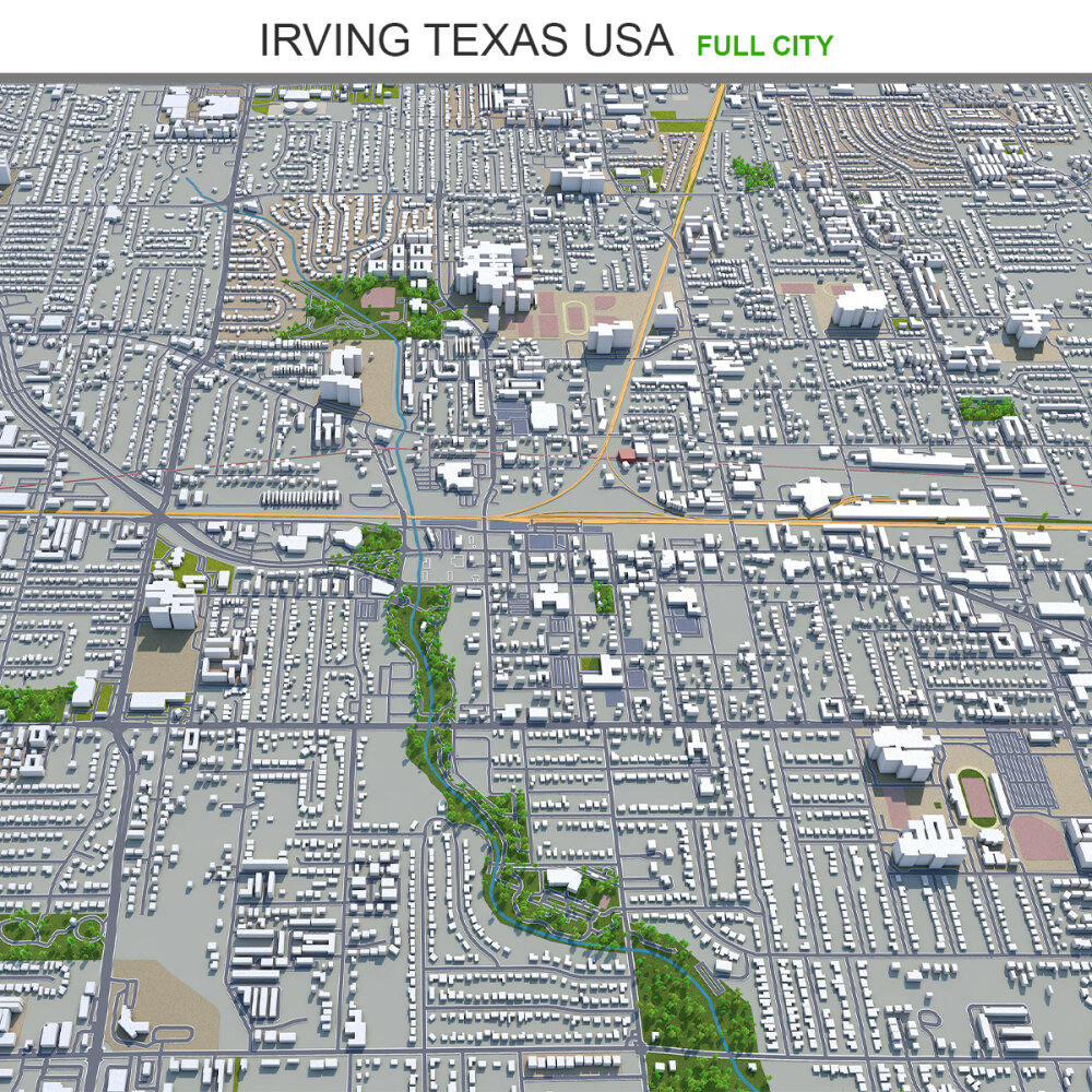 Irving Texas Usa 30km 3D model - Download City on 3DModels.org