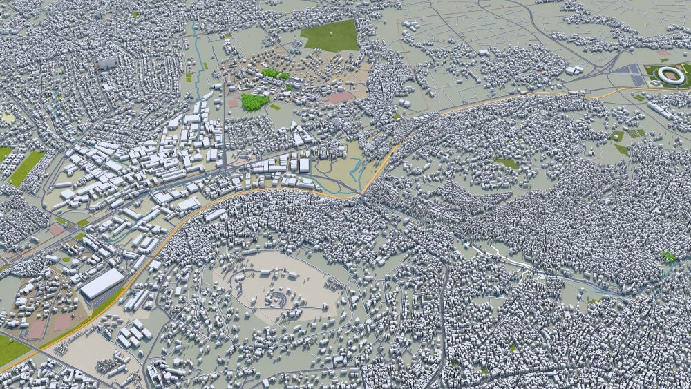 Kampala Uganda 40km 3D model - Download City on 3DModels.org