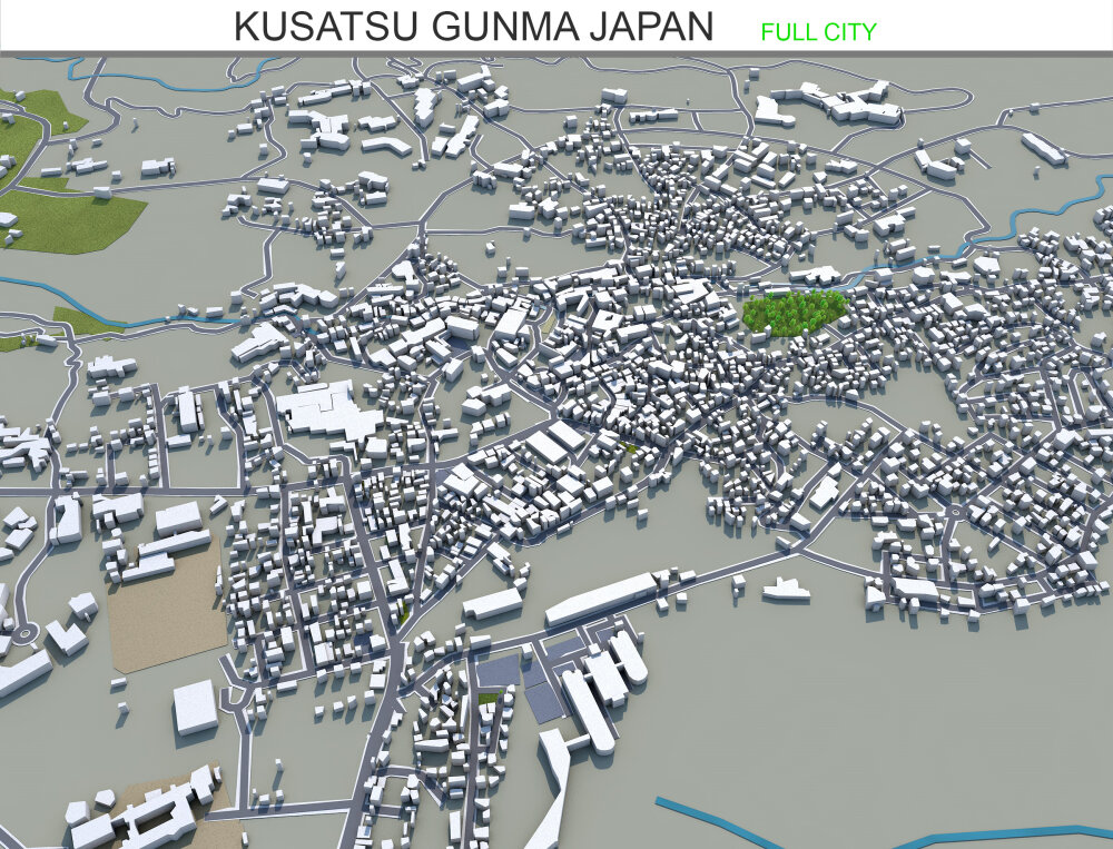 Kusatsu Gunma Japan 15km AI 3D model - Download City on 3DModels.org