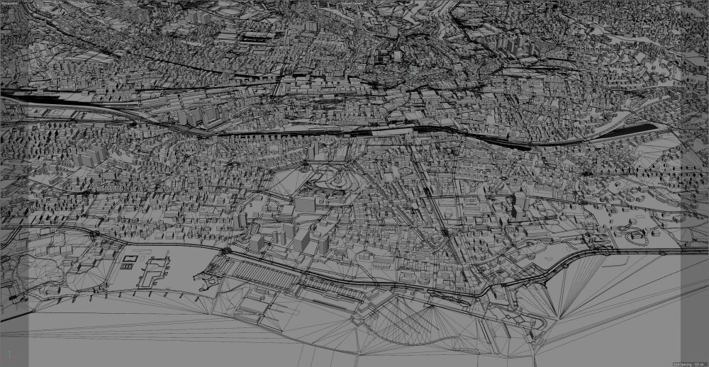 Lausanne Switzerland 50km 3D model - Download City on 3DModels.org