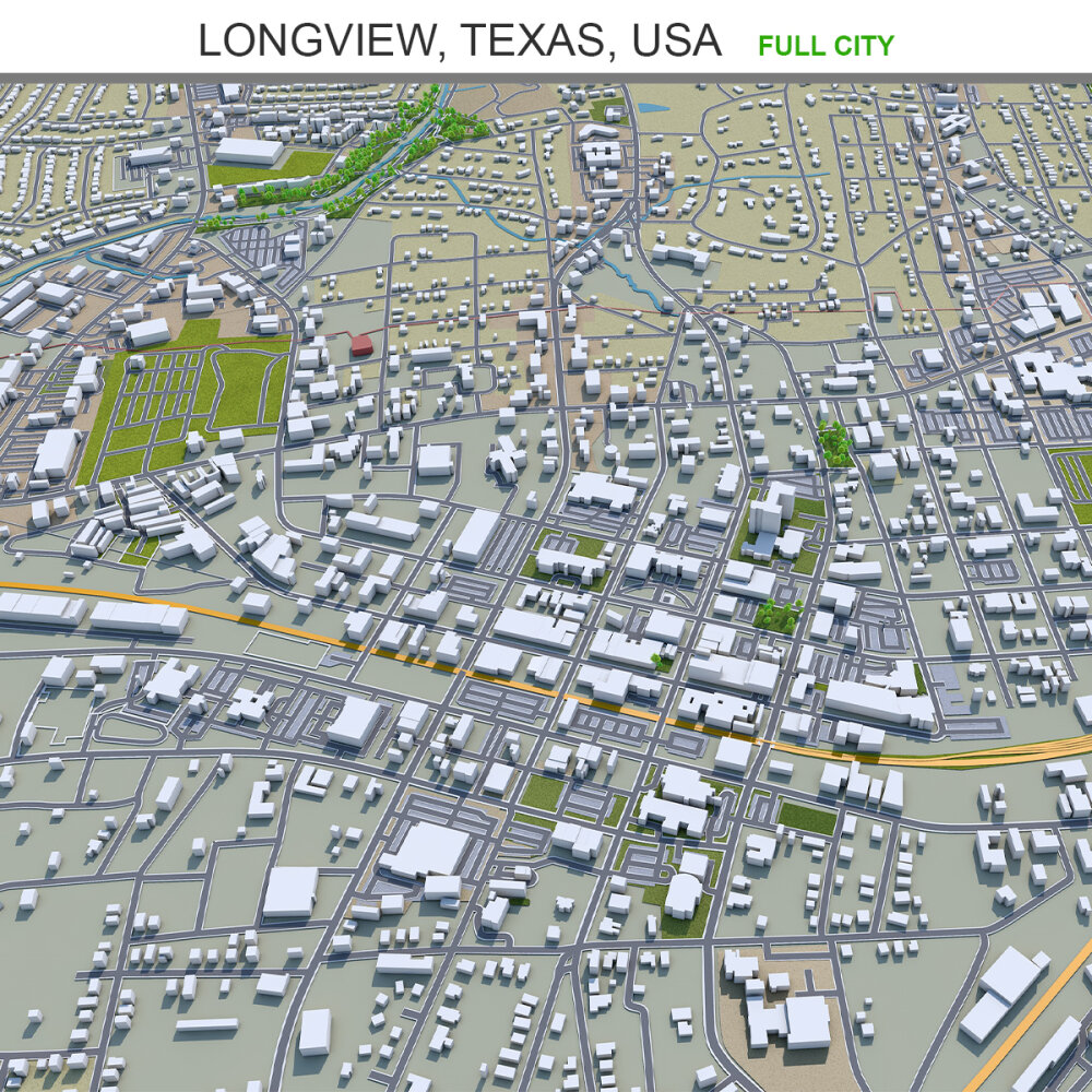 Longview Texas Usa 30km 3D model - Download City on 3DModels.org