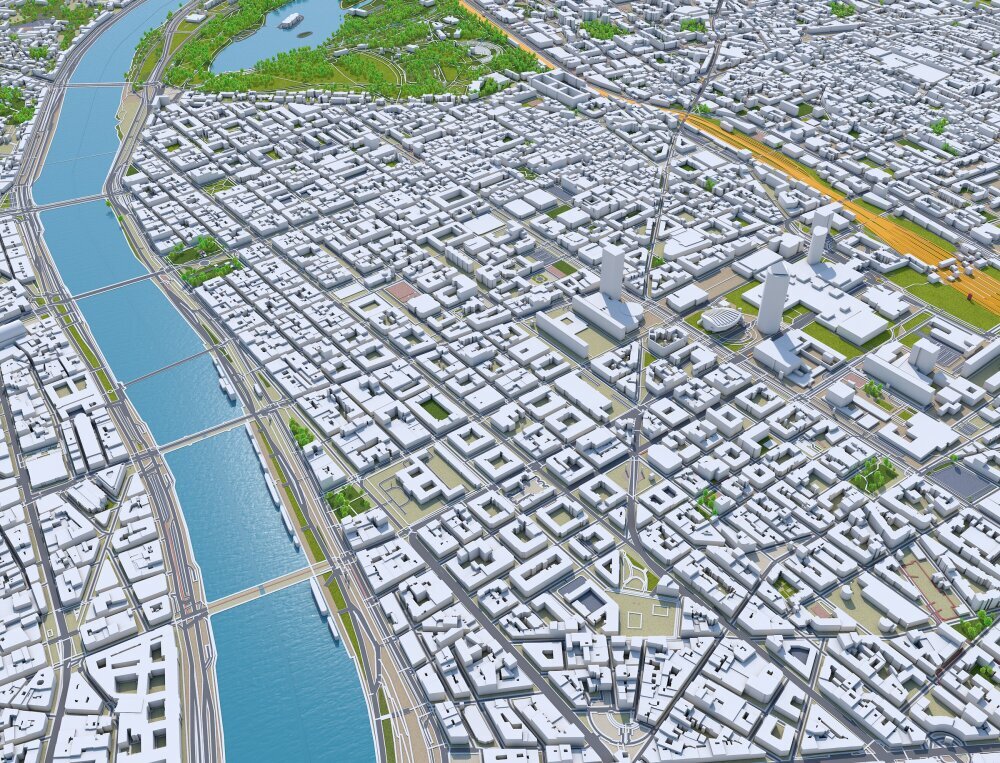 Lyon France 60km 3D model - Download City on 3DModels.org