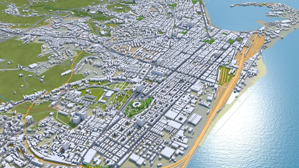 Messina Italy 150km AI 3D model - Download City on 3DModels.org