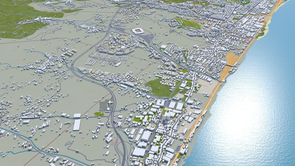 Messina Italy 150km AI 3D model - Download City on 3DModels.org