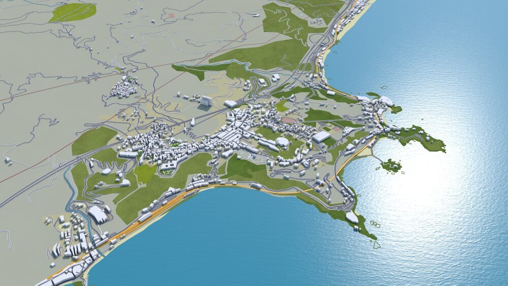 Messina Italy 150km AI 3D model - Download City on 3DModels.org
