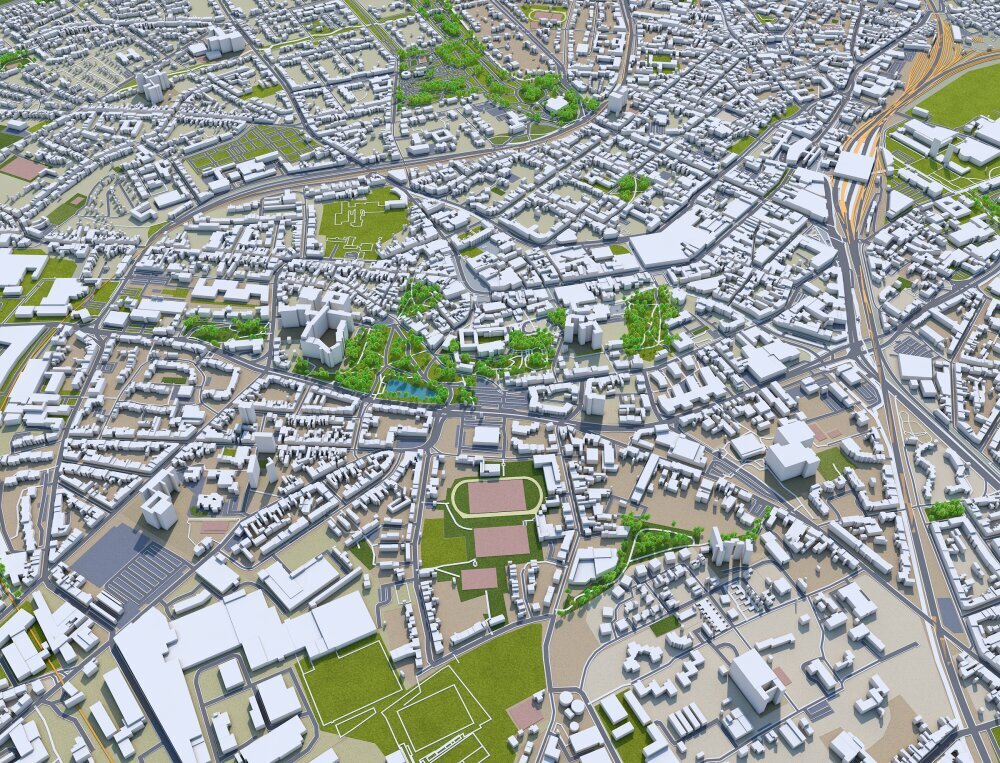 Monchengladbach Germnay 50km 3D model - Download City on 3DModels.org