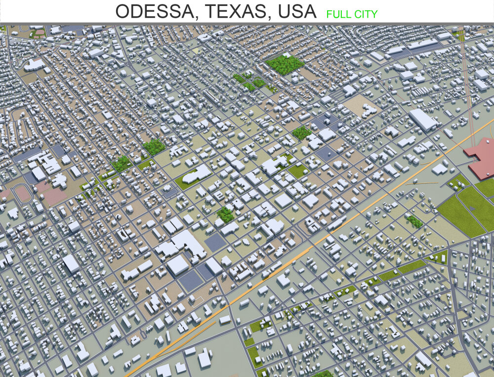 Odessa Texas Usa 30km 3D model - Download City on 3DModels.org