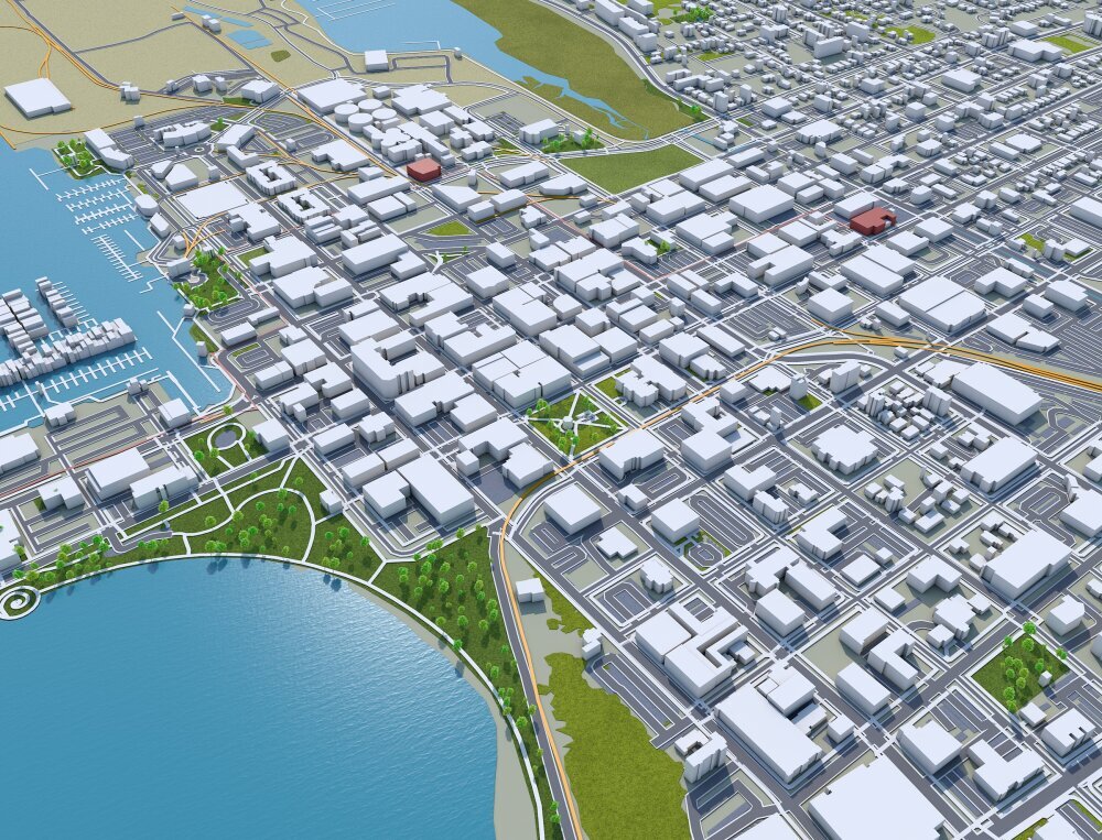 Olympia Washington 40km 3D model - Download City on 3DModels.org