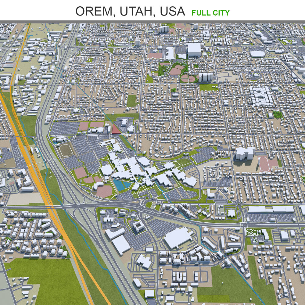 Orem Utah Usa 20km 3D model - Download City on 3DModels.org