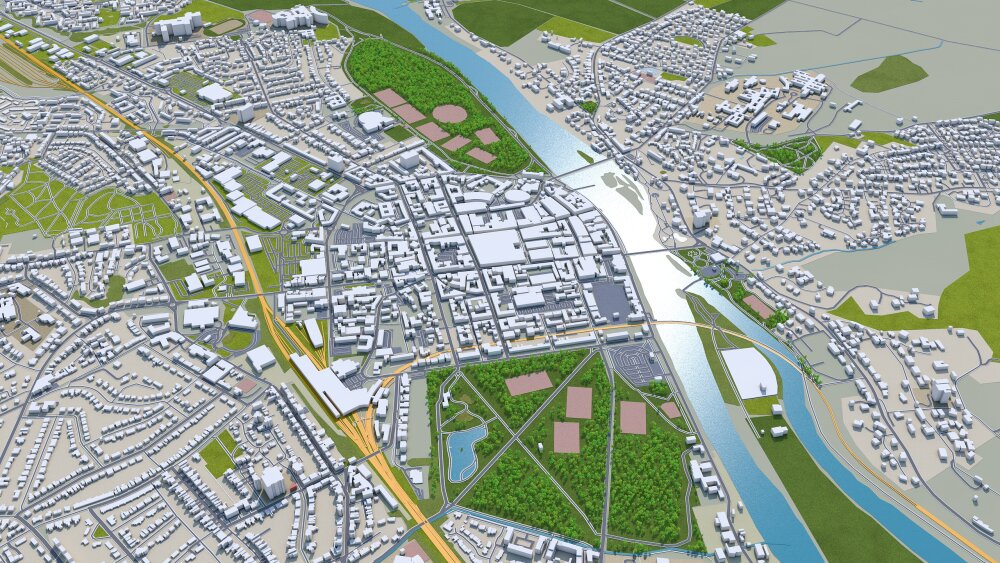 Perth City UK 20km 3D 모델 - 다운로드 도시 건 on 3DModels.org